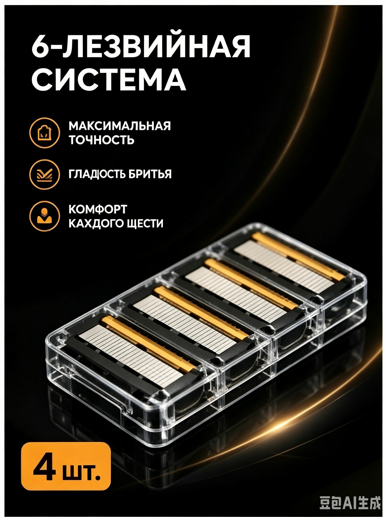 Сменные лезвия для бритвенного станка 6 слоев 4 шт