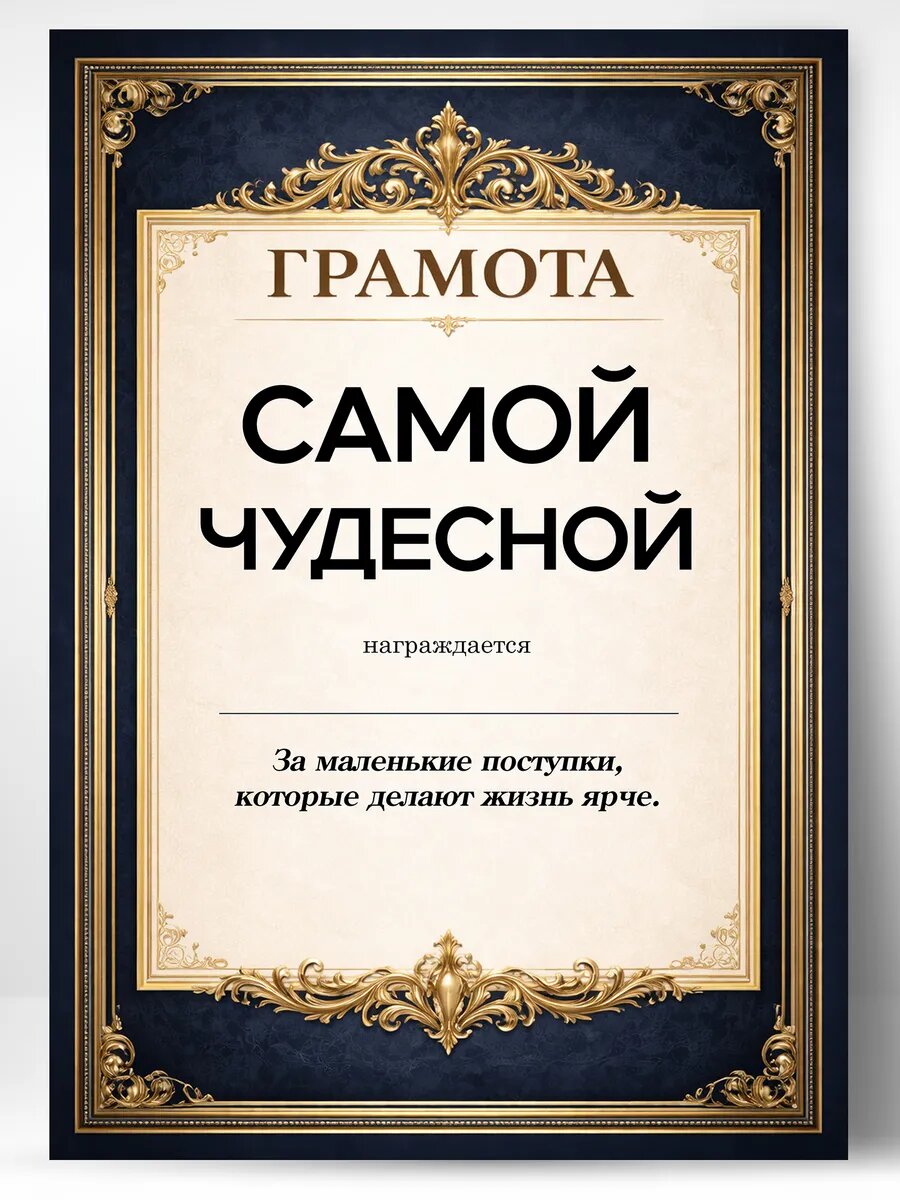 Грамота диплом в подарок - Самой чудесной