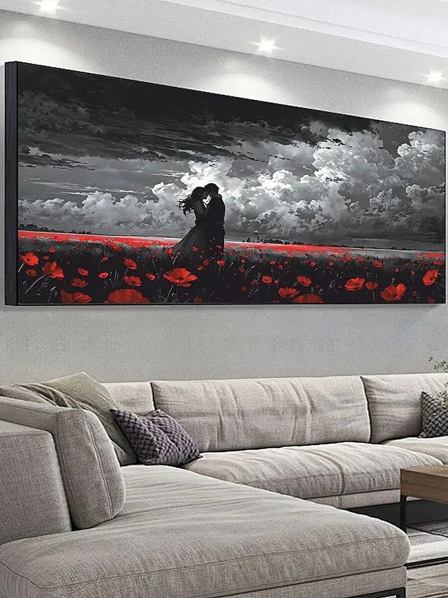140X50CM/Алмазная мозаика "Влюбленные" / Алмазная вышивка / Круглая картина стразами Полная выкладка