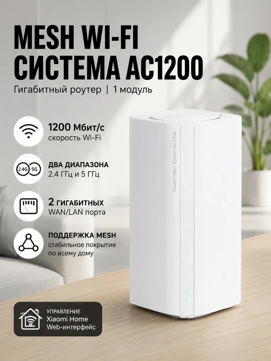 Mesh Wi-Fi система AC1200 гигабитный роутер 1 модуль (RD13)