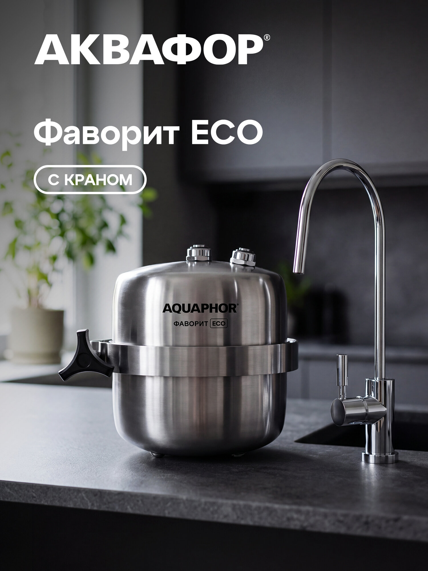Водоочиститель Аквафор "Фаворит Эко", отдельным краном для чистой воды, со сменным модулем В150 Эко