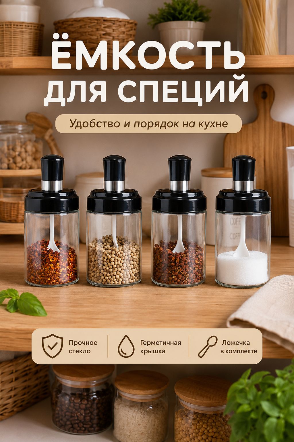 Банка для продуктов 1 шт стекло