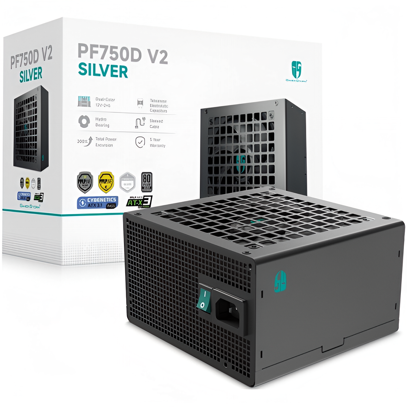 Блок питания DeepCool 750W GAMERSTORM PF750D V2 SILVER, 120 мм, 80 PLUS Silver (PF750D-HF0B-WGEU-V2)