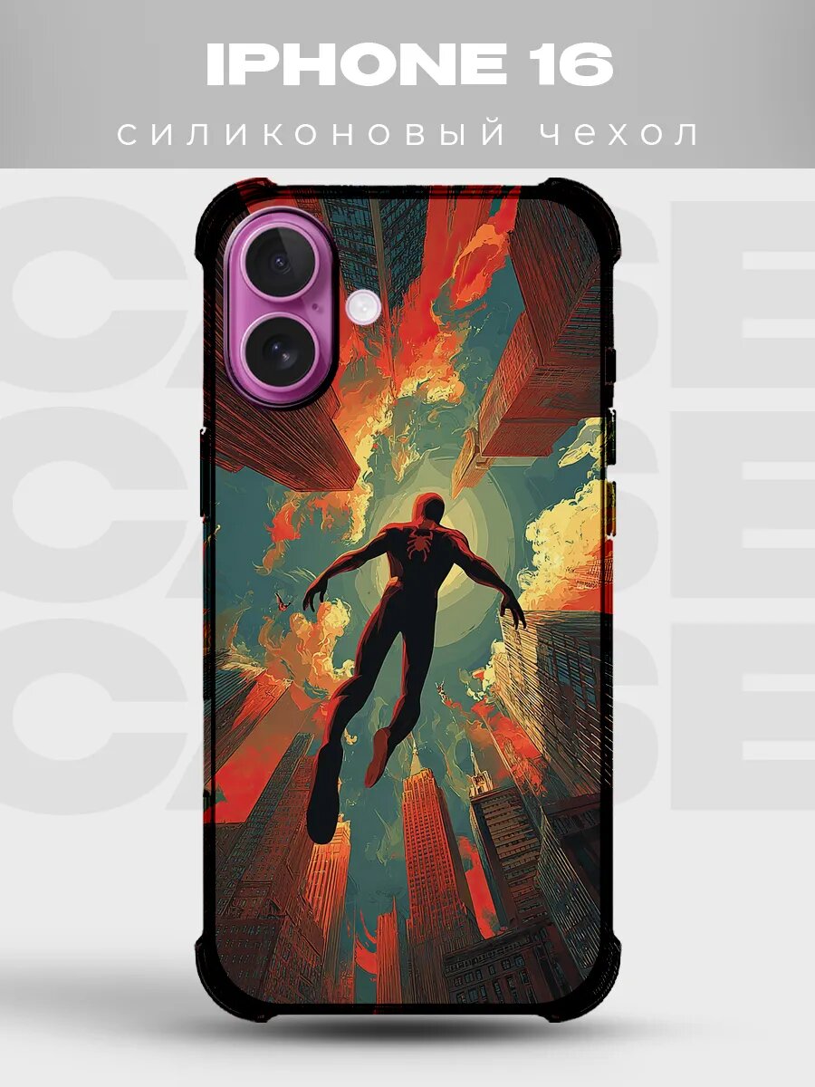 Чехол на iPhone 16 Человек-паук spiderman комикс spider man