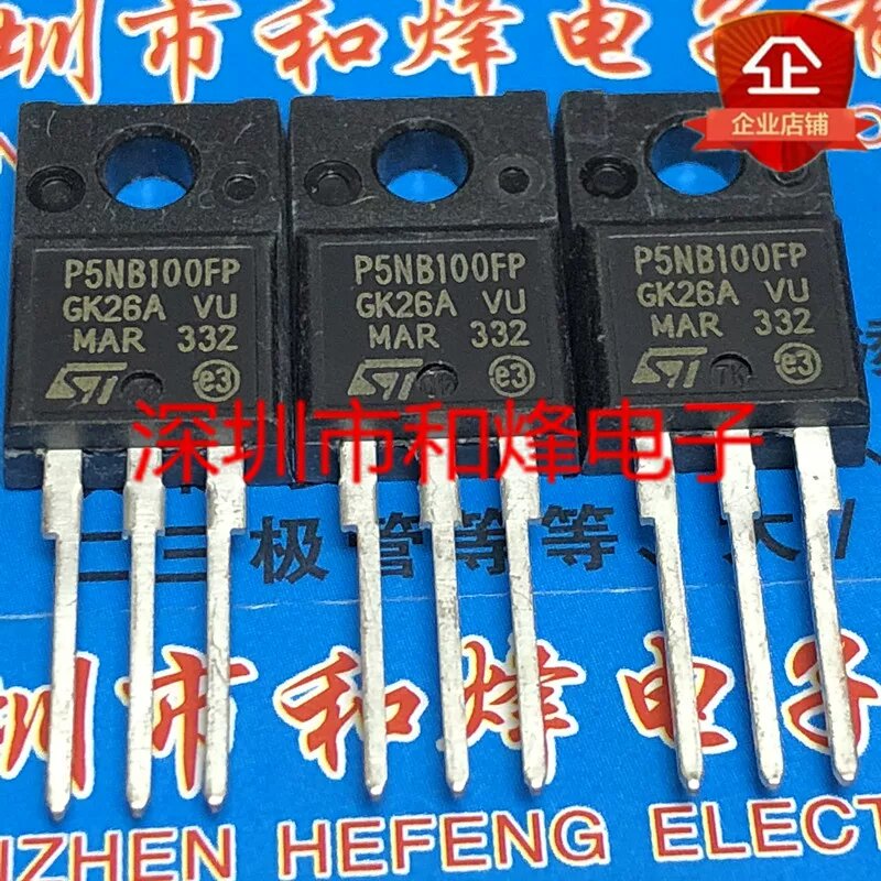 P5NB100FP,3шт./лот, N‑канал MOSFET,1000В 5А, корпус TO‑220F, для ремонта блоков питания, преобразователей