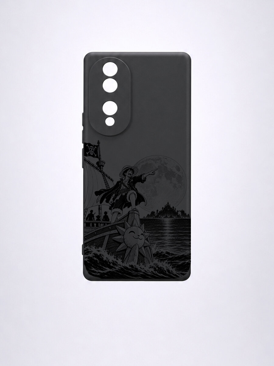 Чехол на Honor 90, Ван Пис, силикон, soft touch, матовый, мягкий, тонкий, черный
