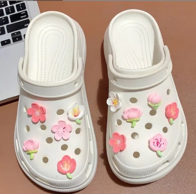 Джиббитсы для Crocs и сабо, декоративные значки с цветочным дизайном, ЭВА