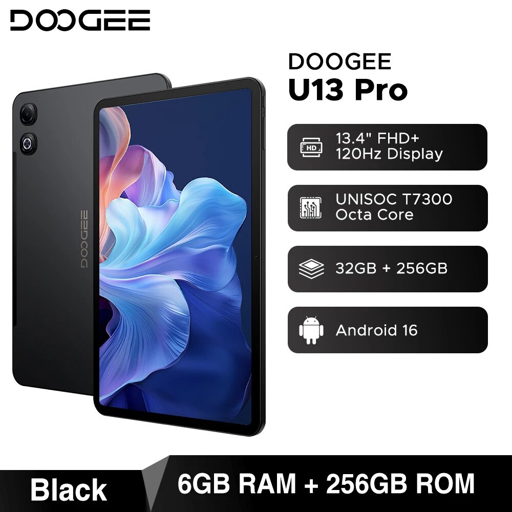 Планшет Doogee, 13", 6/256ГБ, Wi-Fi, Android