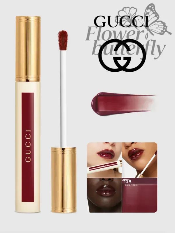 Блеск-тинт для губ Gucci Glow Oil-In-Water Tint увлажняющий сияющий эффект, натуральный цвет, премиум люкс; 129 'Paula Maple'