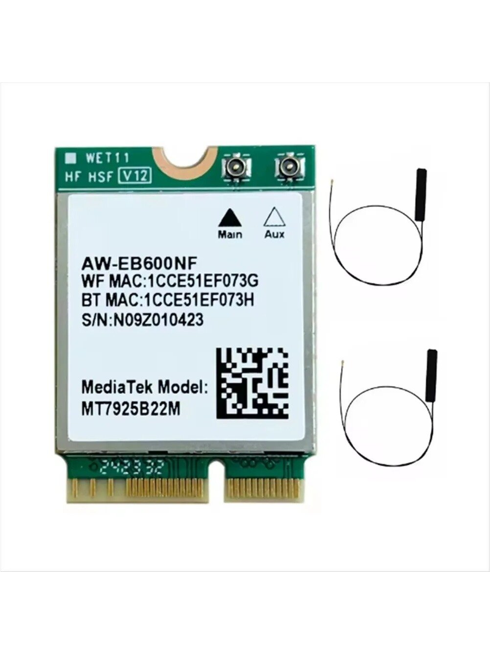 Сетевая карта MT7925 WiFi 7 трехдиапазонная M.2 Key E с антеннами