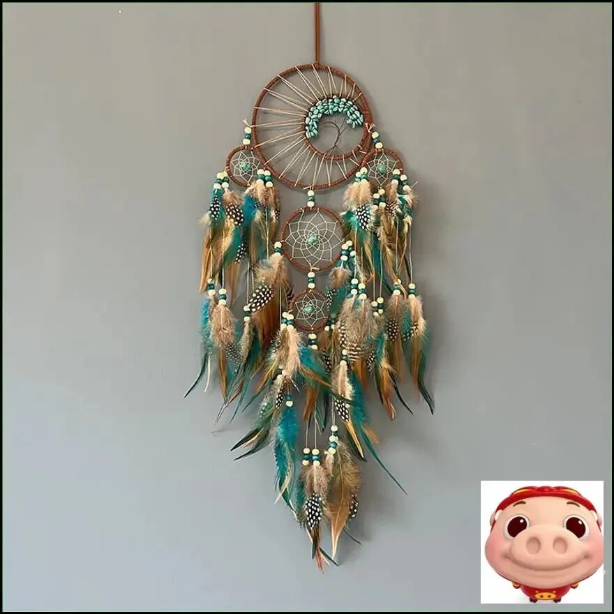 Ловец снов, Большой белый ловец снов с перьями на стену,80cm амулет для дома,80cm, Пасхальный подарок