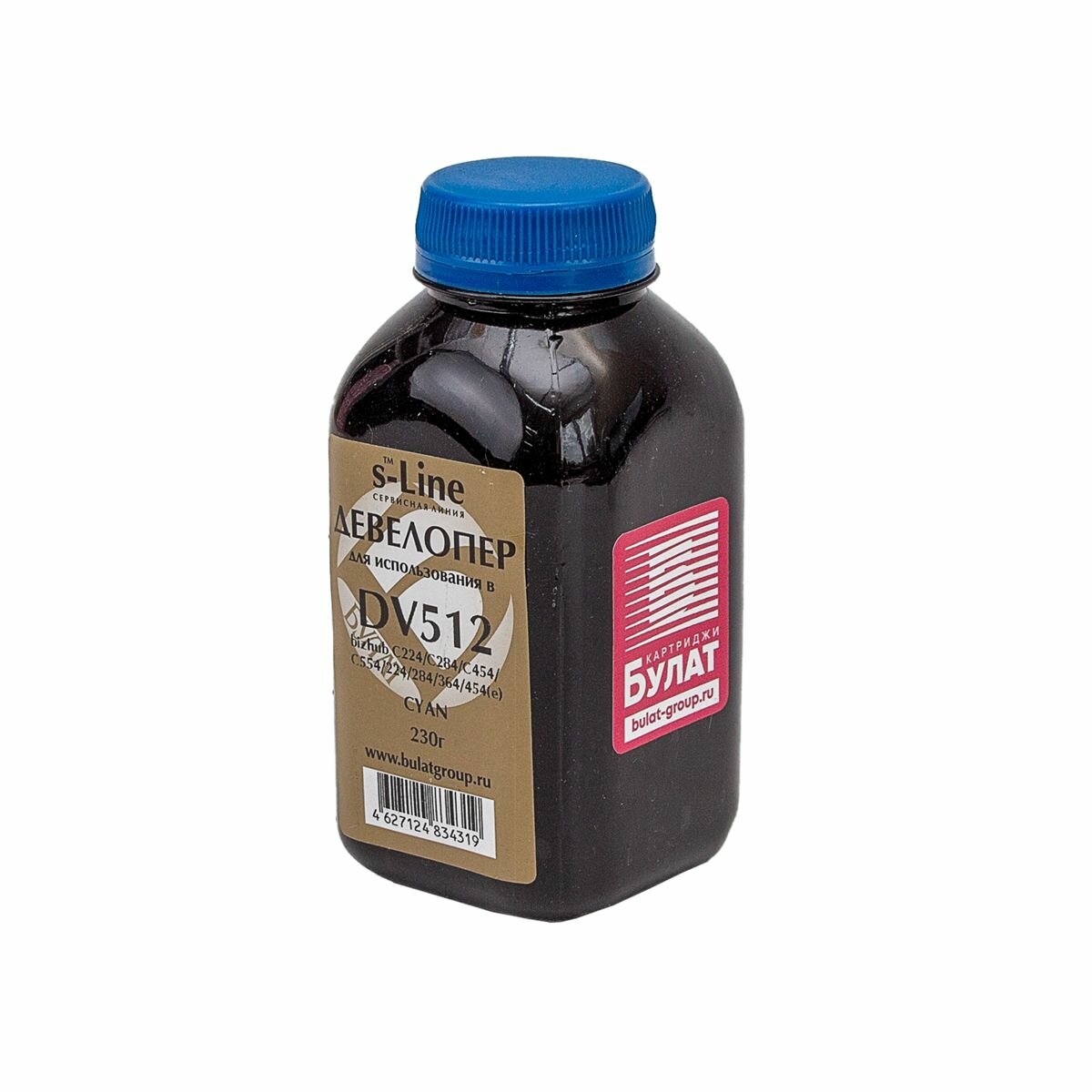 Девелопер булат s-Line DV512C для Konica Minolta bizhub C224 (Голубой, банка 230 г)