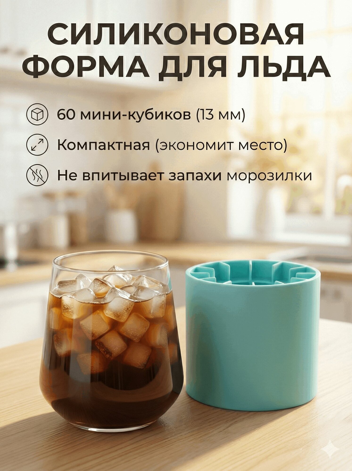 Форма для льда силиконовая с крышкой