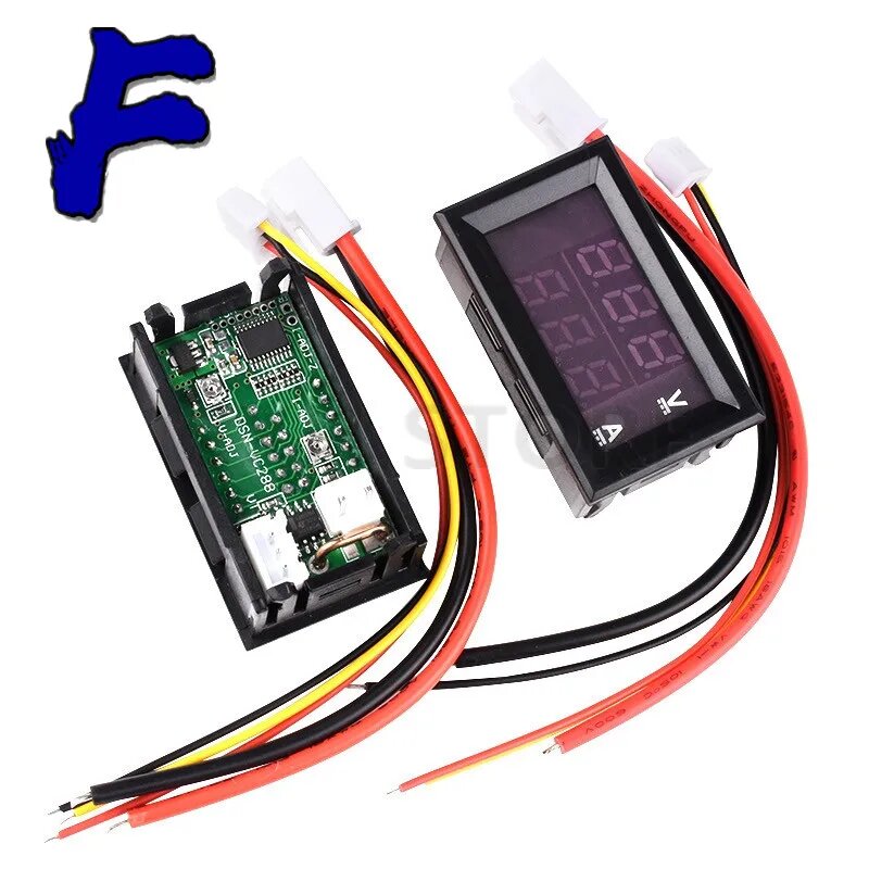 Цифровой вольтметр Амперметр постоянного тока 0-100 в 10 А, двойной дисплей, детектор напряжения, стандартный индикатор напряжения 0,28 дюйма, красный, синий, стандартный