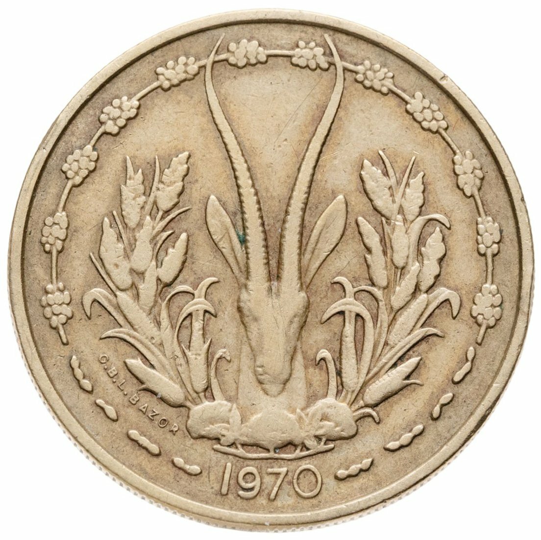 Западная Африка BCEAO 25 франков francs 1970, Бронза, в сохранности VF