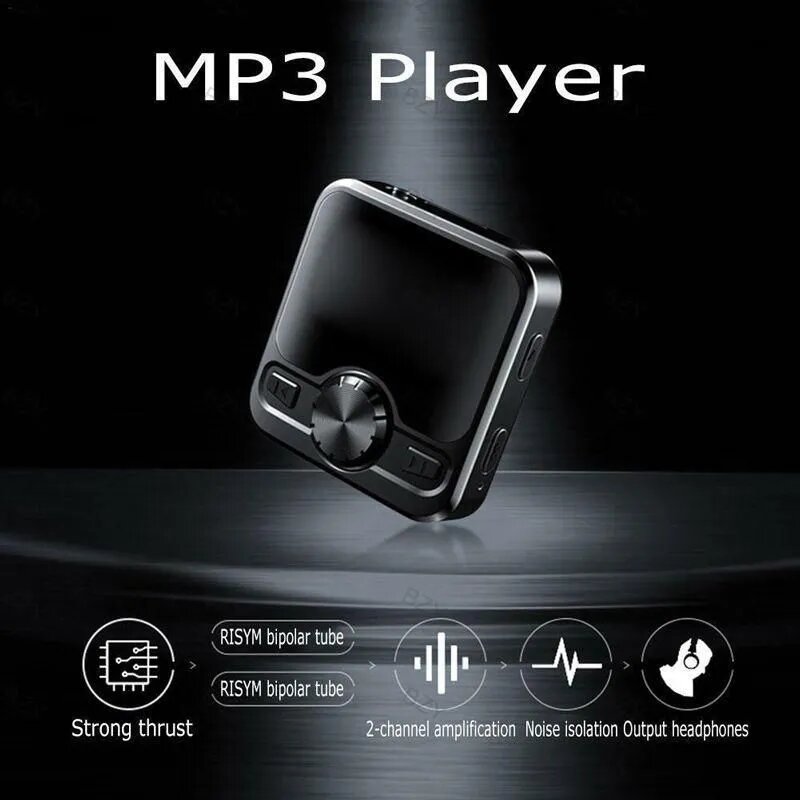 MP3-плеер портативный музыкальный, Bluetooth, 8 ГБ, черный — фото 1