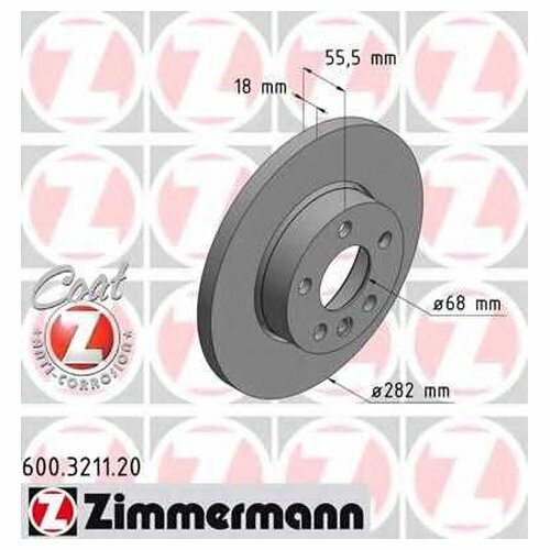 Диск тормозной Zimmermann 600321120 для VW Transporter IV