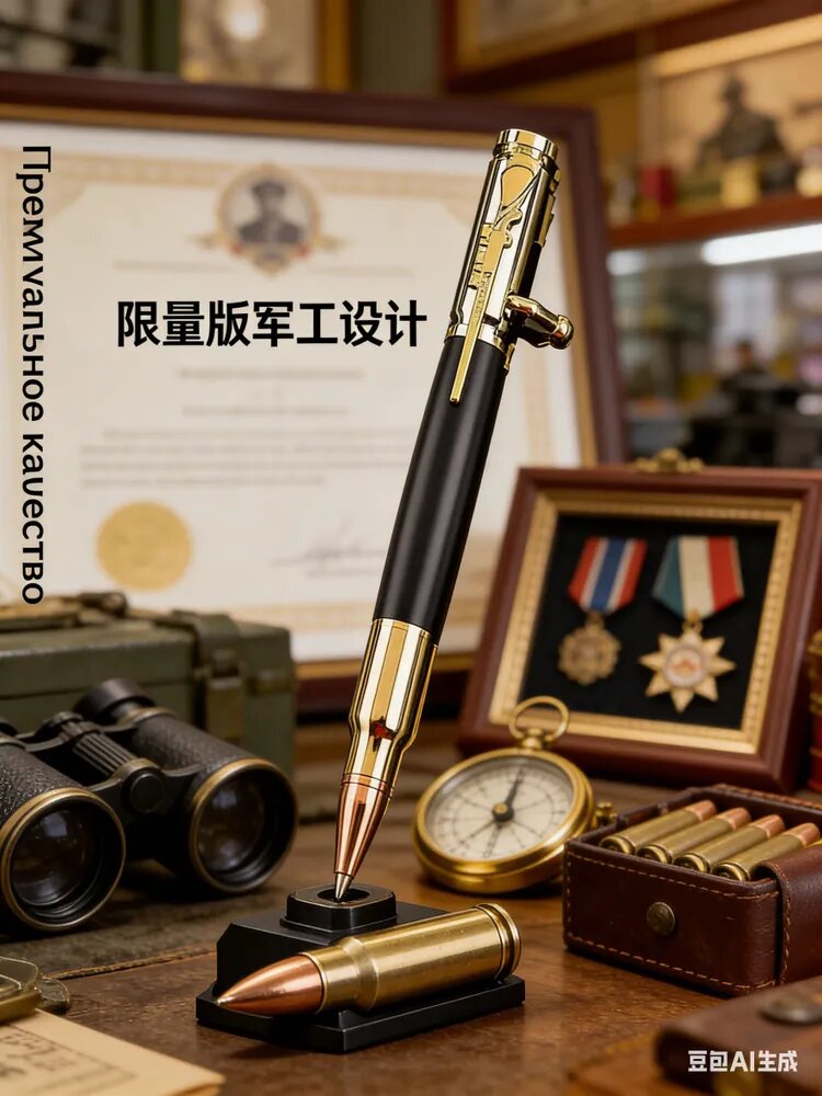 Ручка Шариковая "Винтовка", толщина линии: 1 мм, цвет: Бежевый, металл/медь, 1 шт.