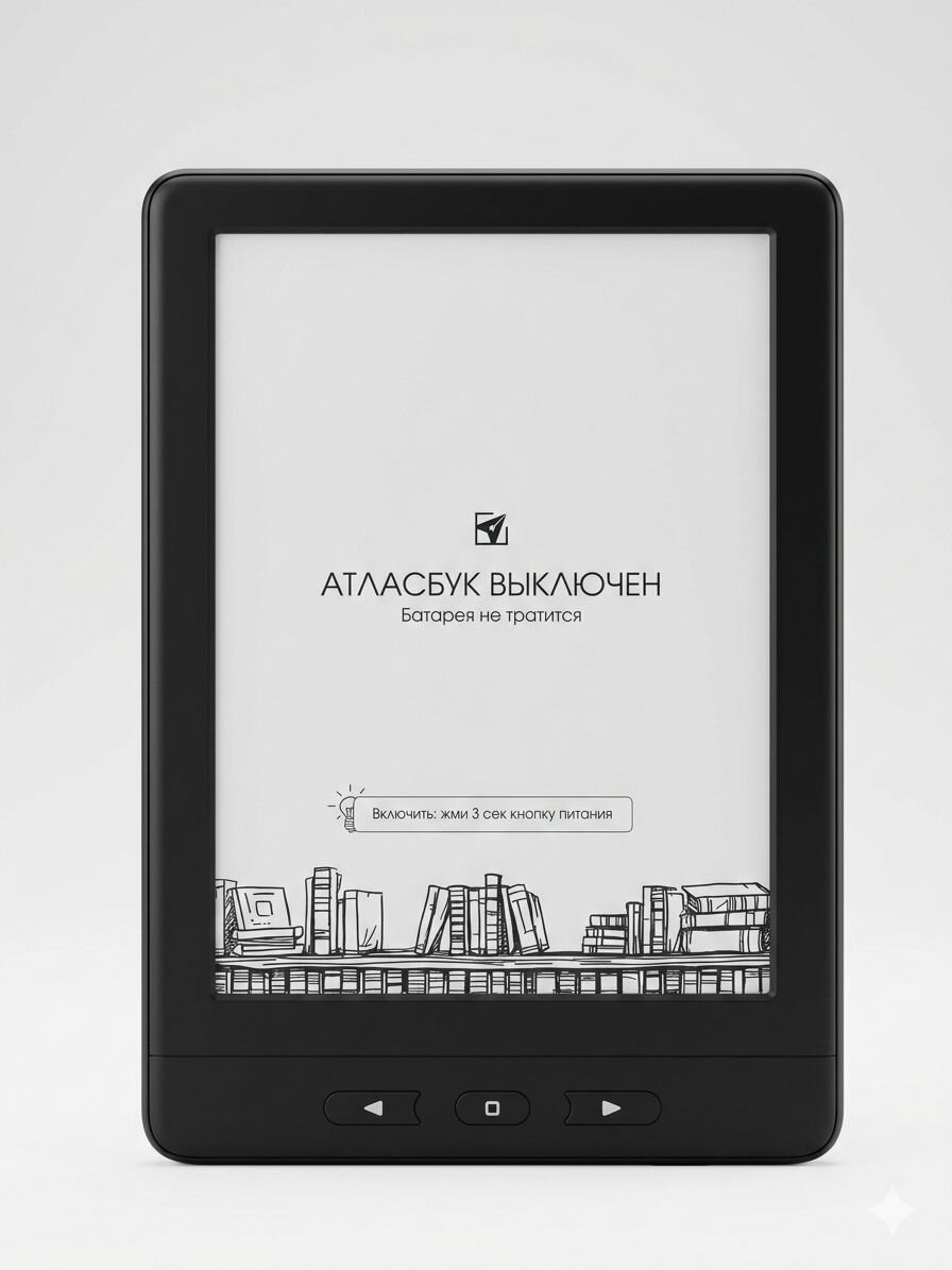 Электронная книга АтласБук Соната с серым чехлом (6 дюймов, подсветка, сенсорный экран)