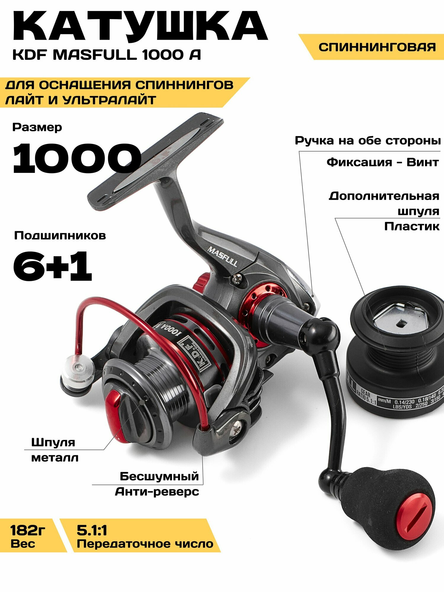 Спиннинговая катушка K.D.F. Masfull 1000A