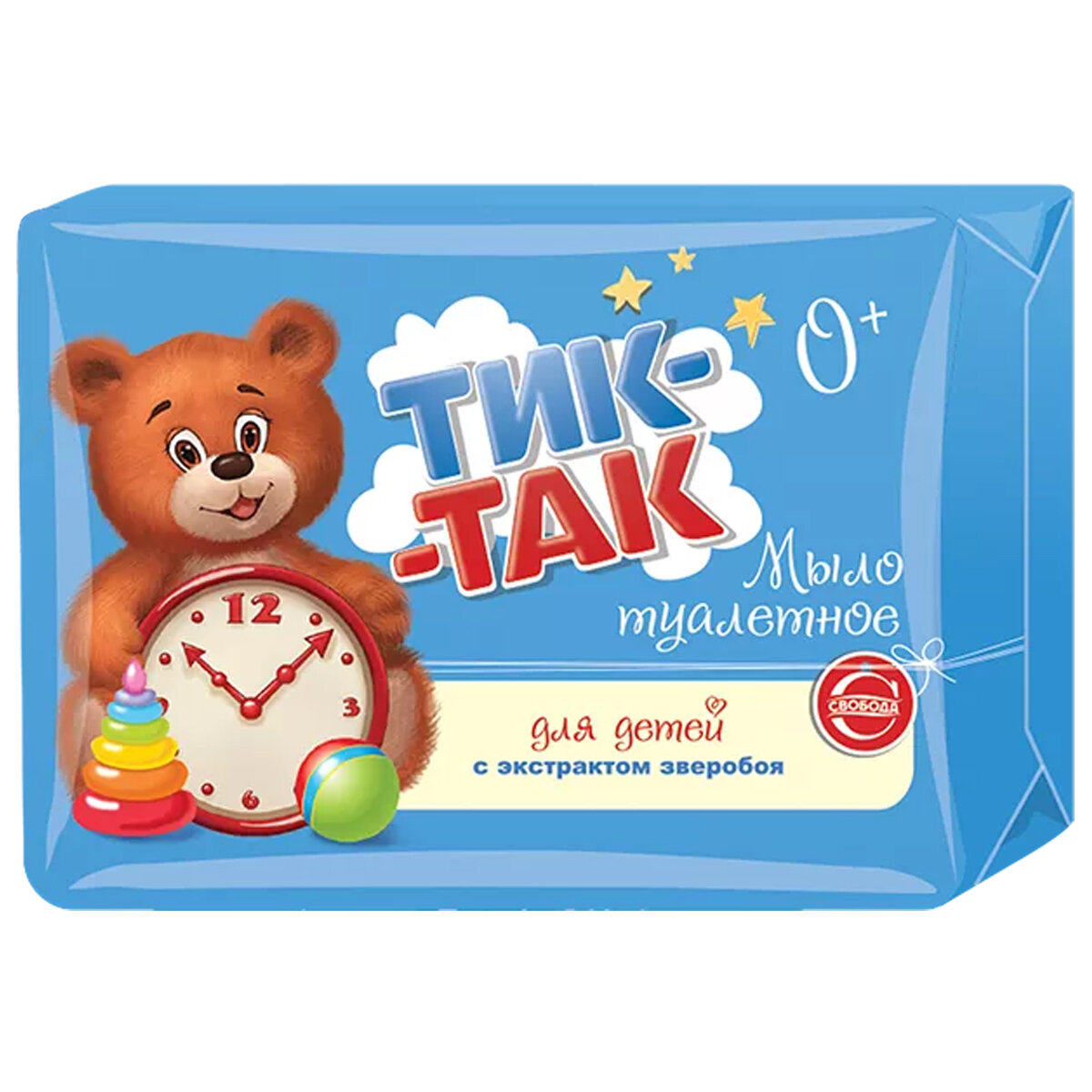 Туалетное мыло детское Свобода Тик-Так с экстрактом зверобоя для чувствительной кожи 150г