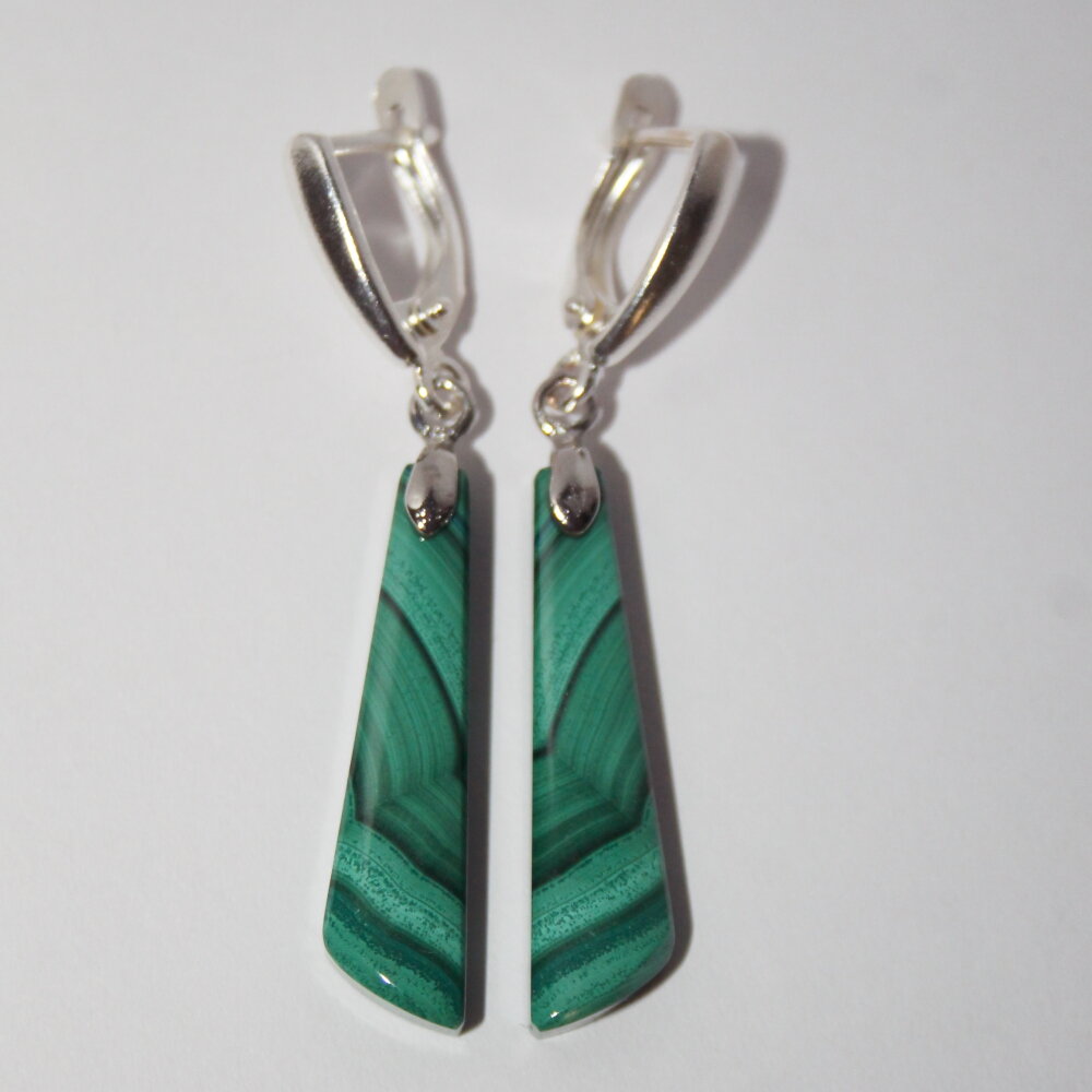 Серьги с подвесками, малахит