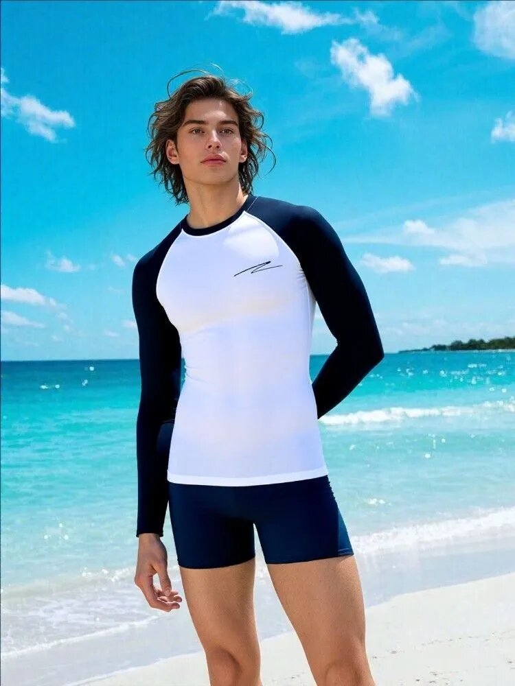 Гидромайка для плавания и серфинга, размер 54-58, черная с белым, для мужчин