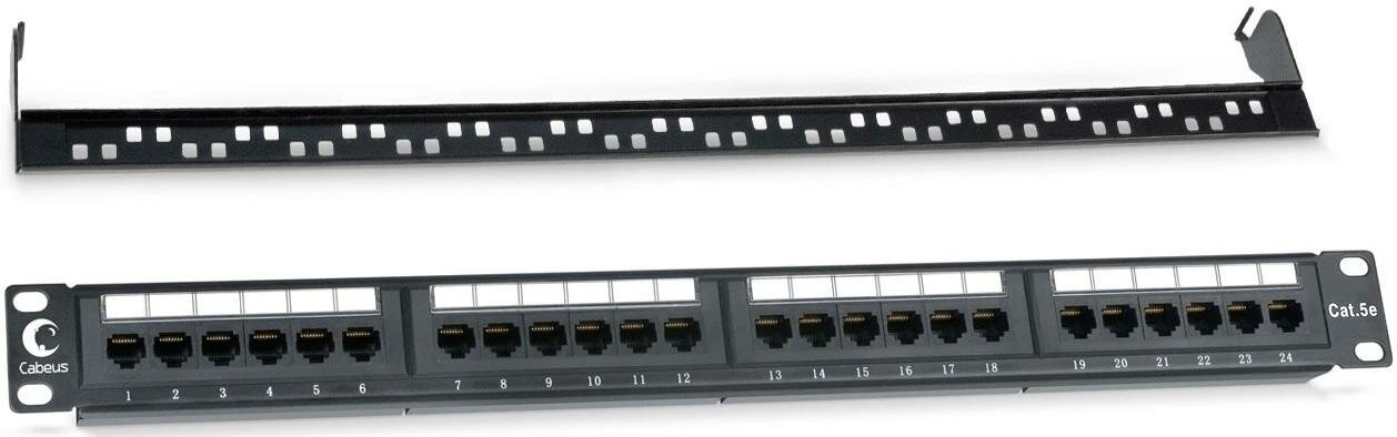 Патч-панель Cabeus 19", 1U, порты 24хRJ45, категория 5E, UTP (PL-24-CAT.5E-DUAL)