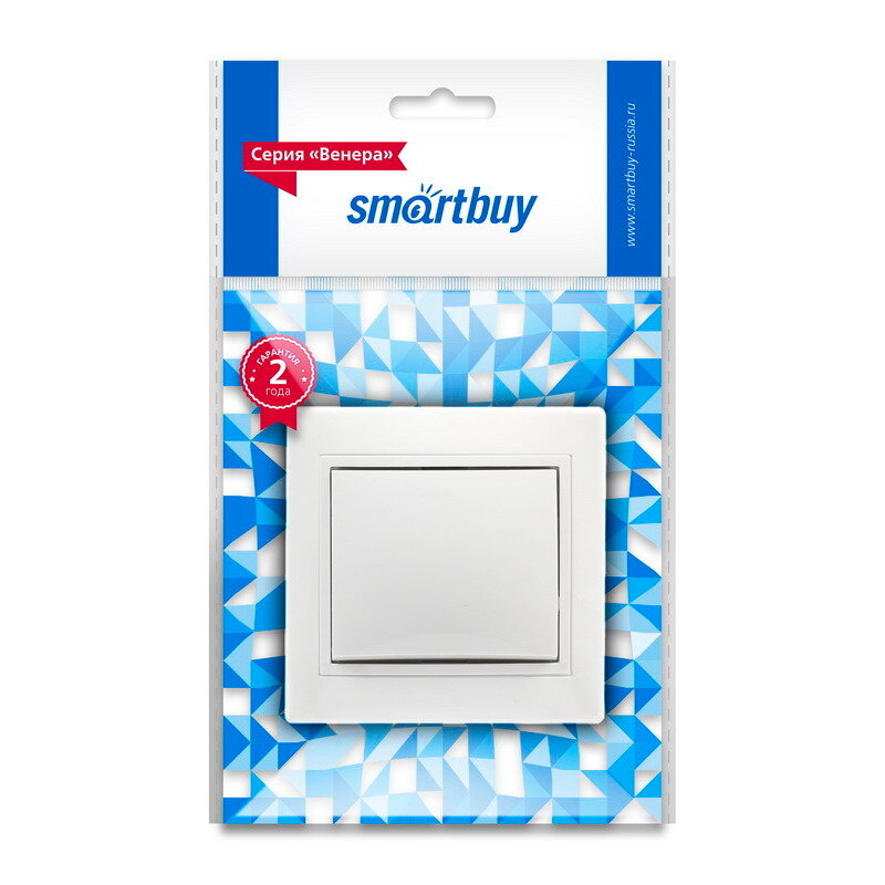 Выключатель Smartbuy Венера, одноклавишный, скрытой установки, цвет: белый
