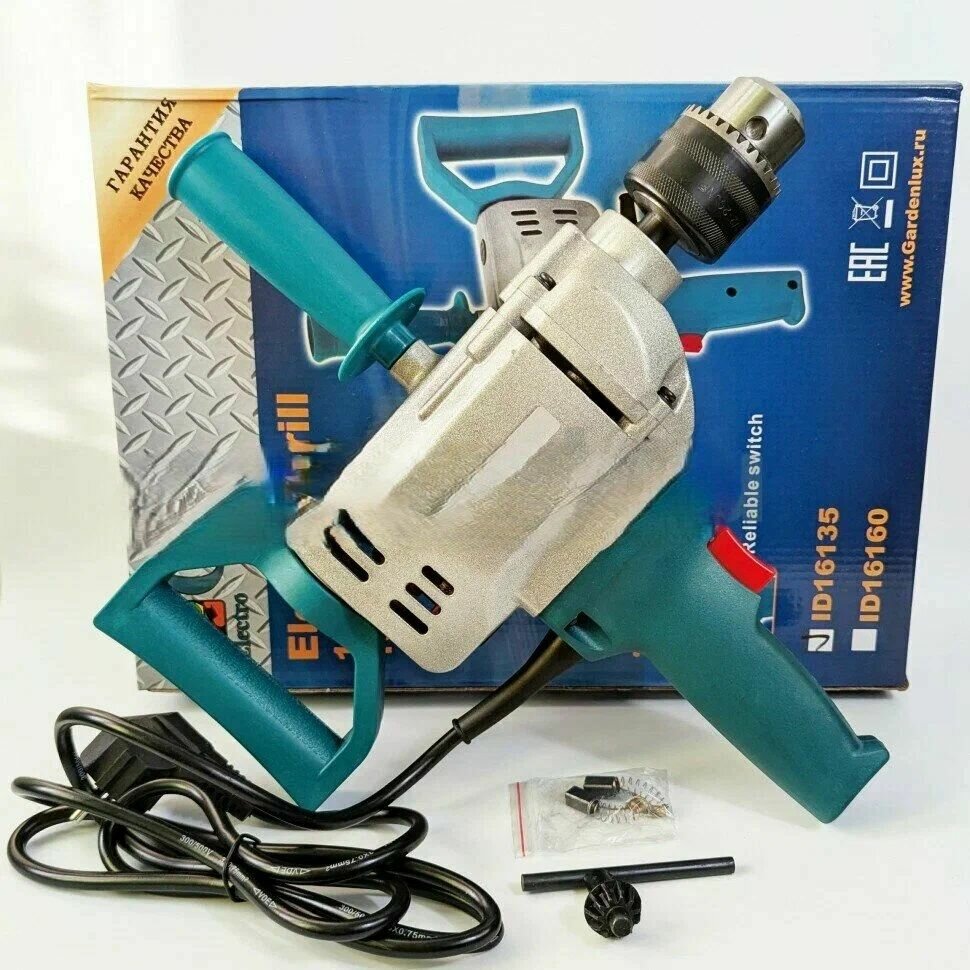 Дрель-миксер Gardenlux GL ID16135 1350 Вт, 800 об/мин, алюминиевый корпус