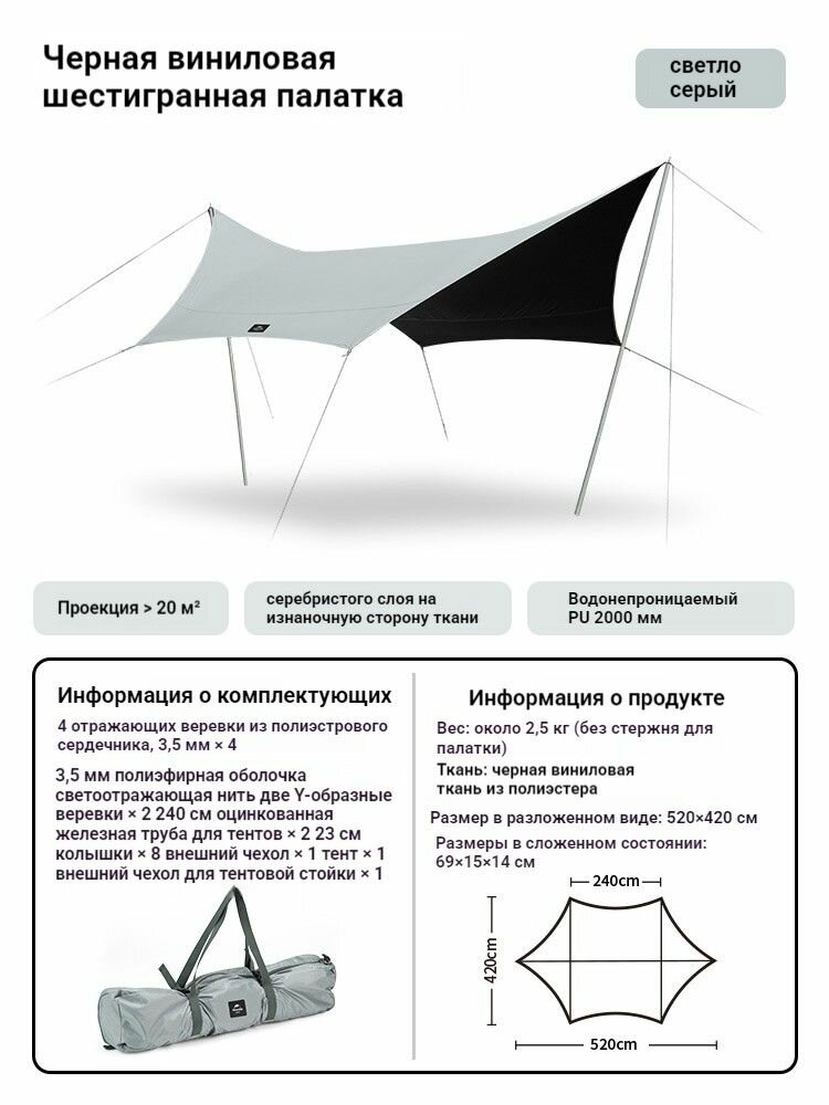 Naturehike Туристический тент-солнцезащитный навеc для 4-12 человек NH20TM087