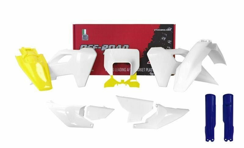 Комплект пластика HSQ TE, FE 150-450 2024 Lemon желтый-Blue белый для мотоцикла