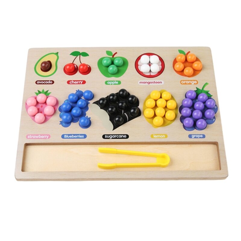 Красочные Фрукты Познание Клип Бусины Игрушка Портативный Детский Мозг Развитие Дошкольного Возраста Сортировка Цветов Игрушка для Малышей