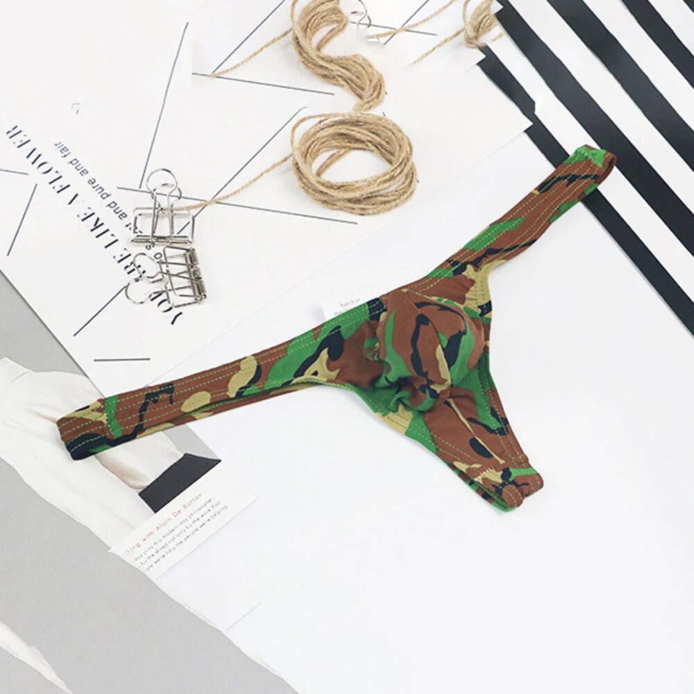 Мужские стринги из нейлона, камуфляж XL, Зеленый, Green