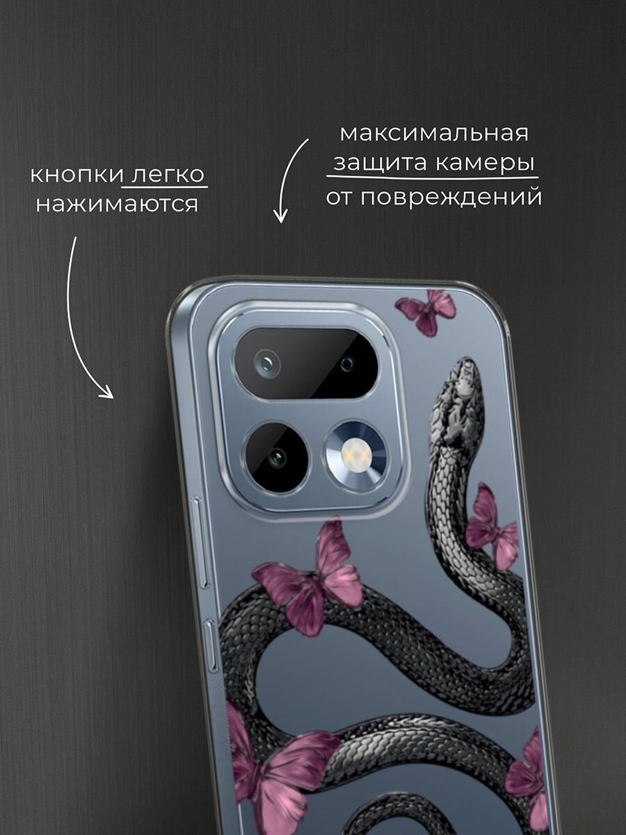 Силиконовый чехол на Realme 16 Pro / Реалме 16 Про с принтом Snake and butterflies 2 — фото 1
