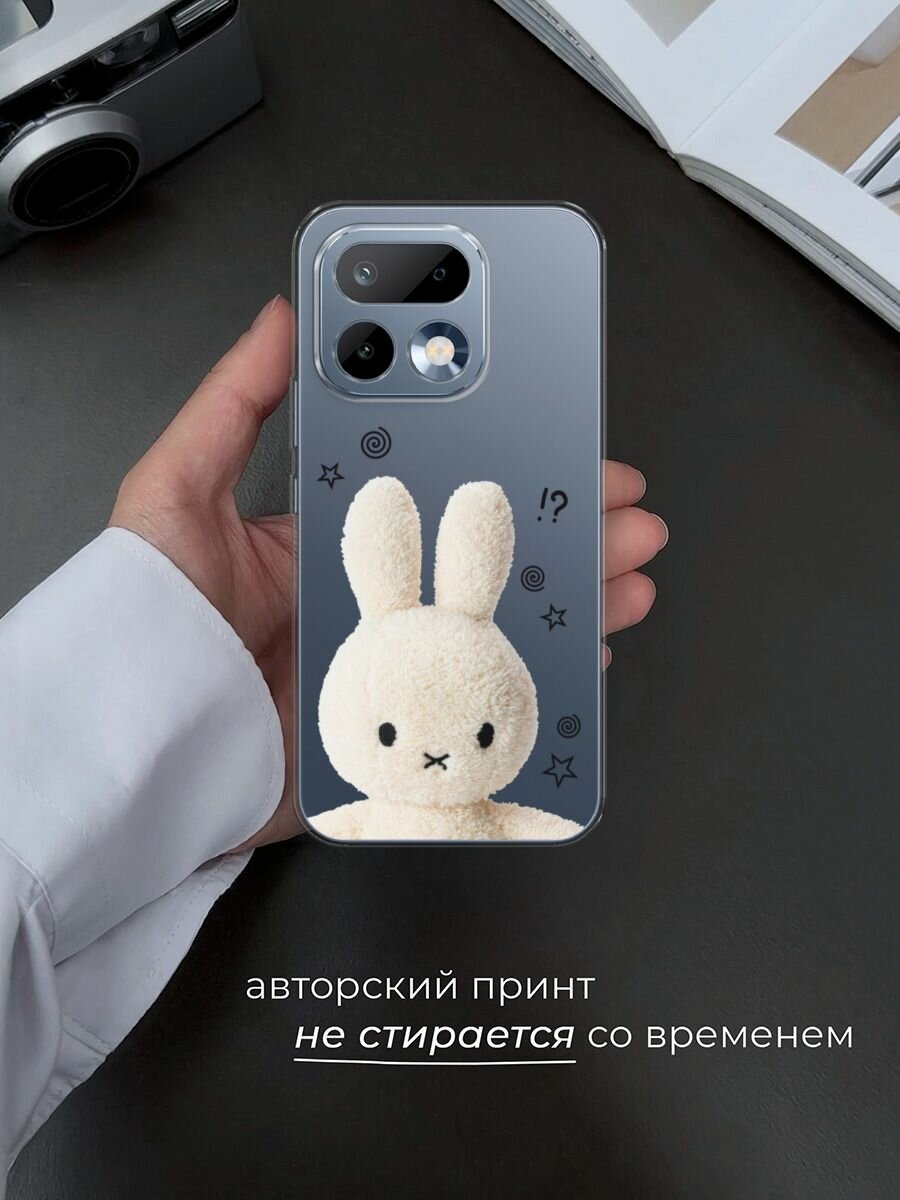 Чехол на Realme 16 Pro / Реалме 16 Про с принтом Плюшевый зайка, прозрачный — фото 1