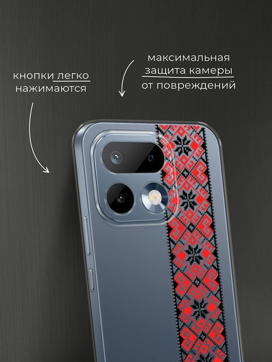 Силиконовый чехол на Realme 16 Pro / Реалме 16 Про с принтом Красно-черный орнамент — фото 1