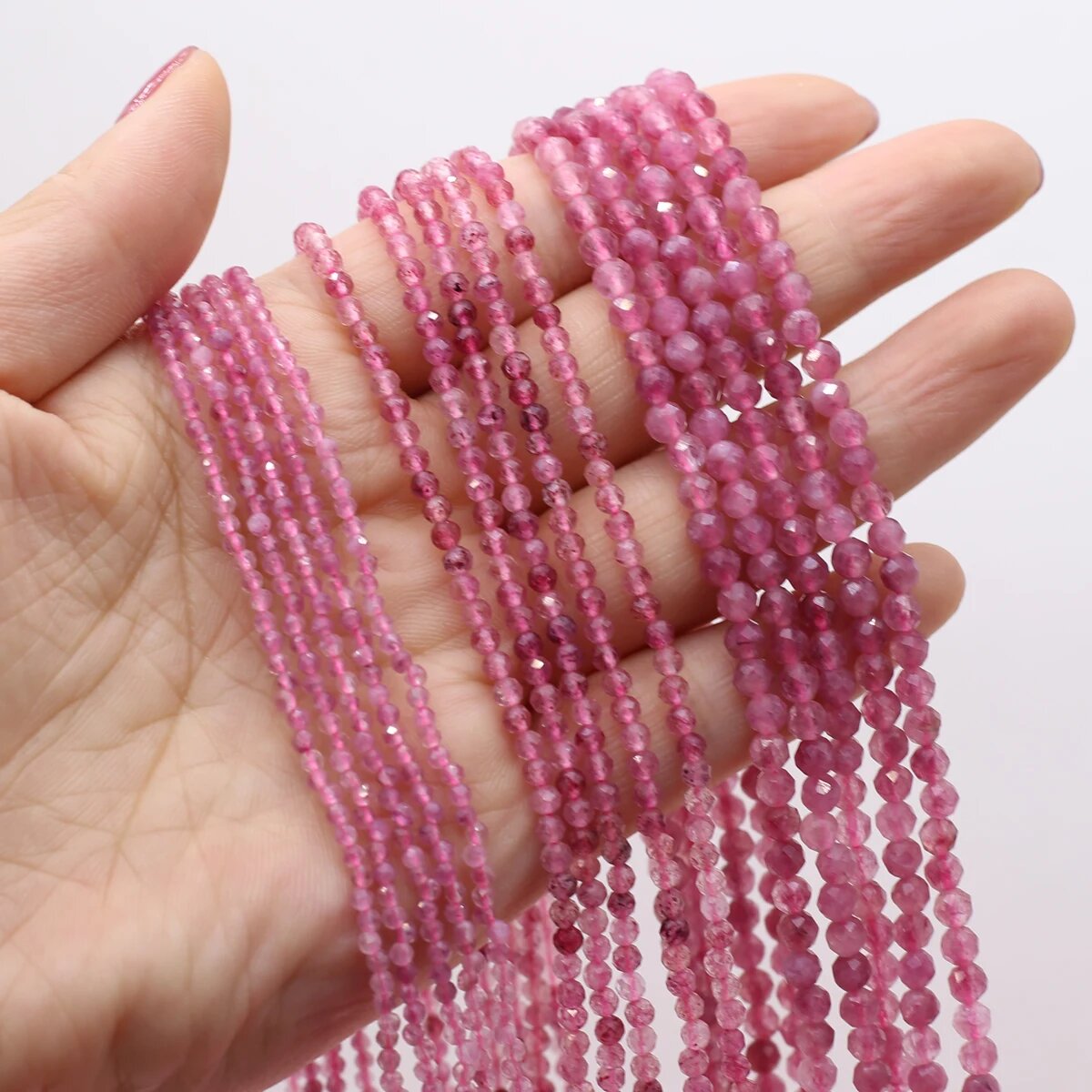 Натуральные каменные бусины, циркон, 2/3/4 мм, для украшений Розовый, 4mm, Strawberry Crystal