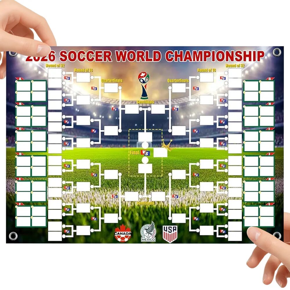 Плакат ЧМ-2026 по футболу, 50 70 см, двусторонний