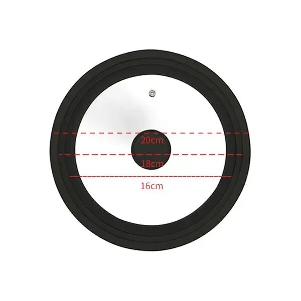 Многофункциональная стеклянная крышка с силиконовым краем Black 16-18-20cm