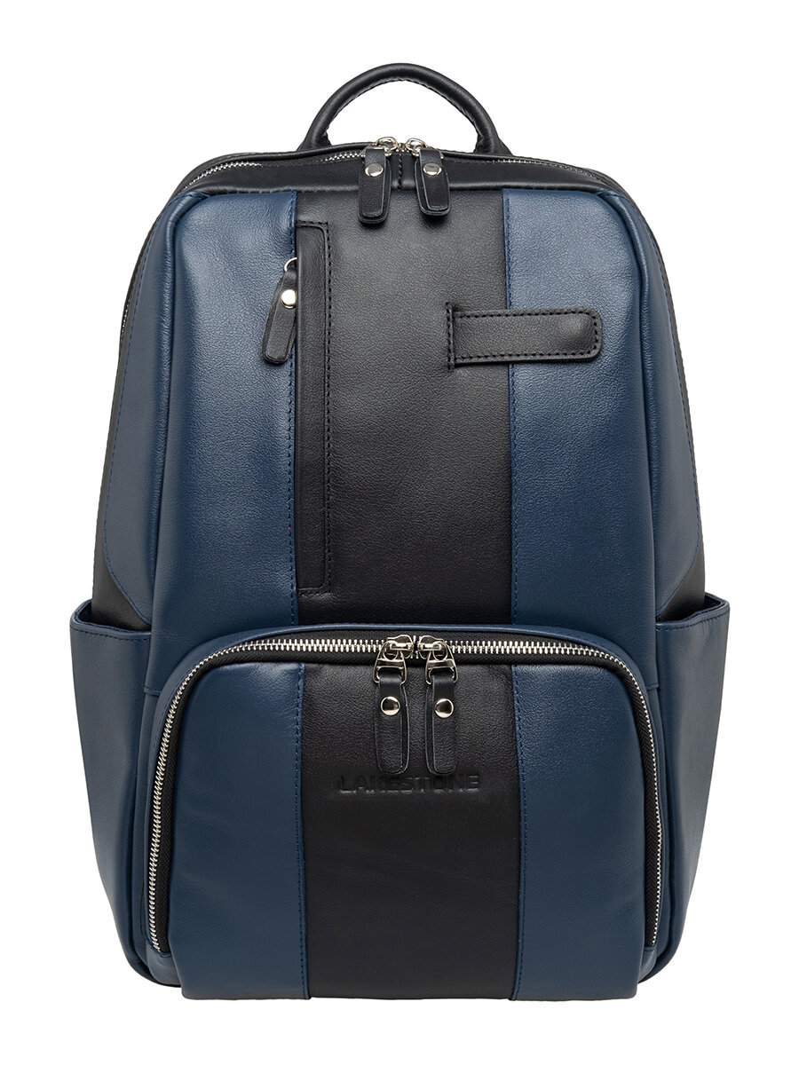 Рюкзак LAKESTONE Cleeve Dark Blue, 100 % натуральная кожа, мужской, городской стиль, синий/чёрный