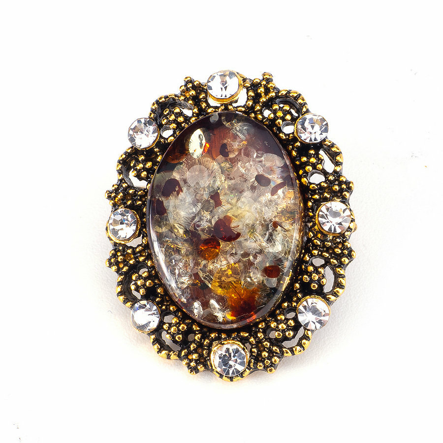 Брошь, янтарь