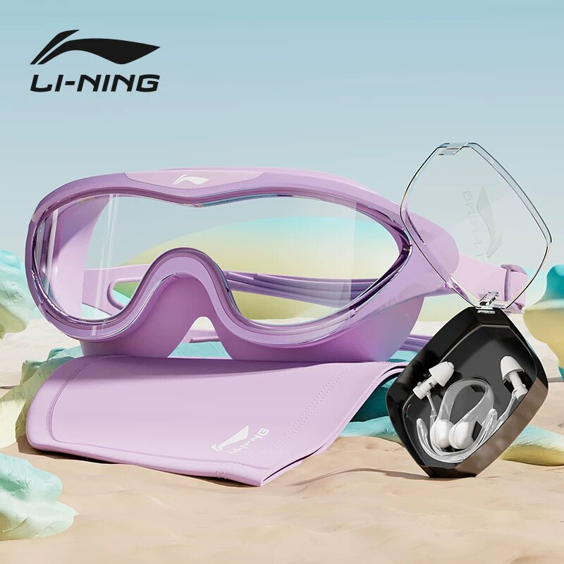 Li-Ning Детские Капюшоны Звездный Фиолетовый с Вкладышами для Плавания, Возраст 3-15 лет, Защита от Воды
