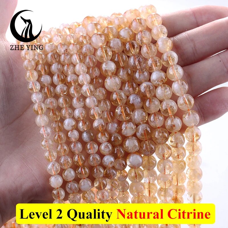 Бусины цитрина натуральные 10-10.5 мм, 35-37 шт, Цвет: 111Citrine L.2