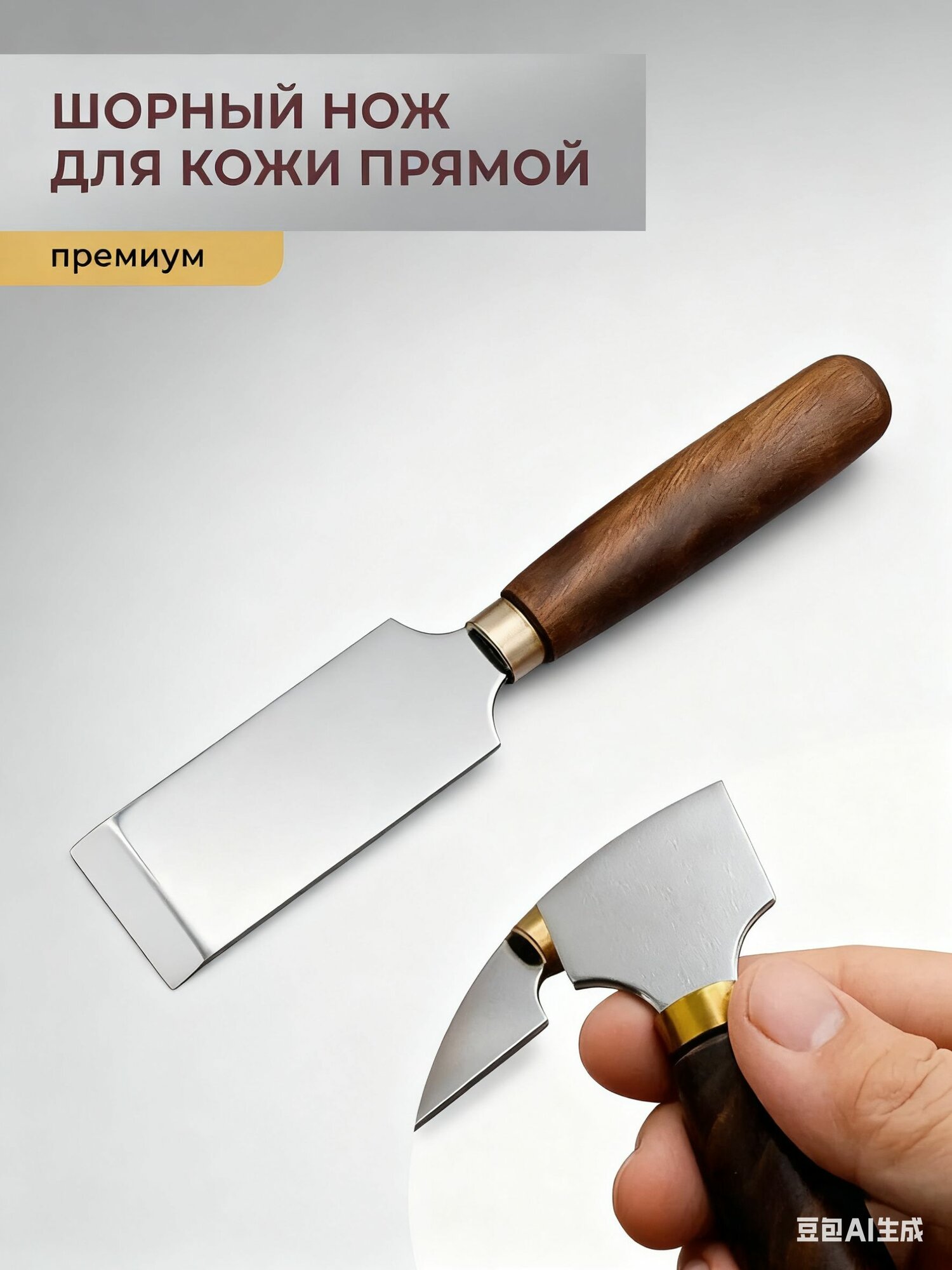 Шорный нож для работы с кожей / усиленный / прямой (премиум)