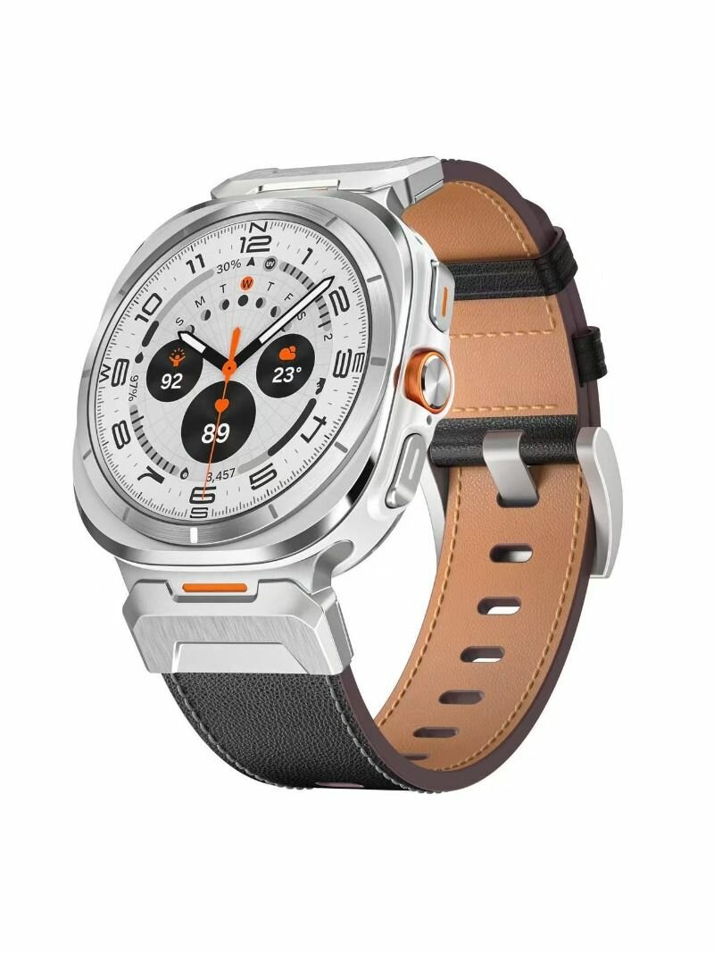 Подходит для Samsung Galaxy Watch 8 Ultra кожаный браслет, подходит для Galaxy Watch 47mm кожаный ремень
