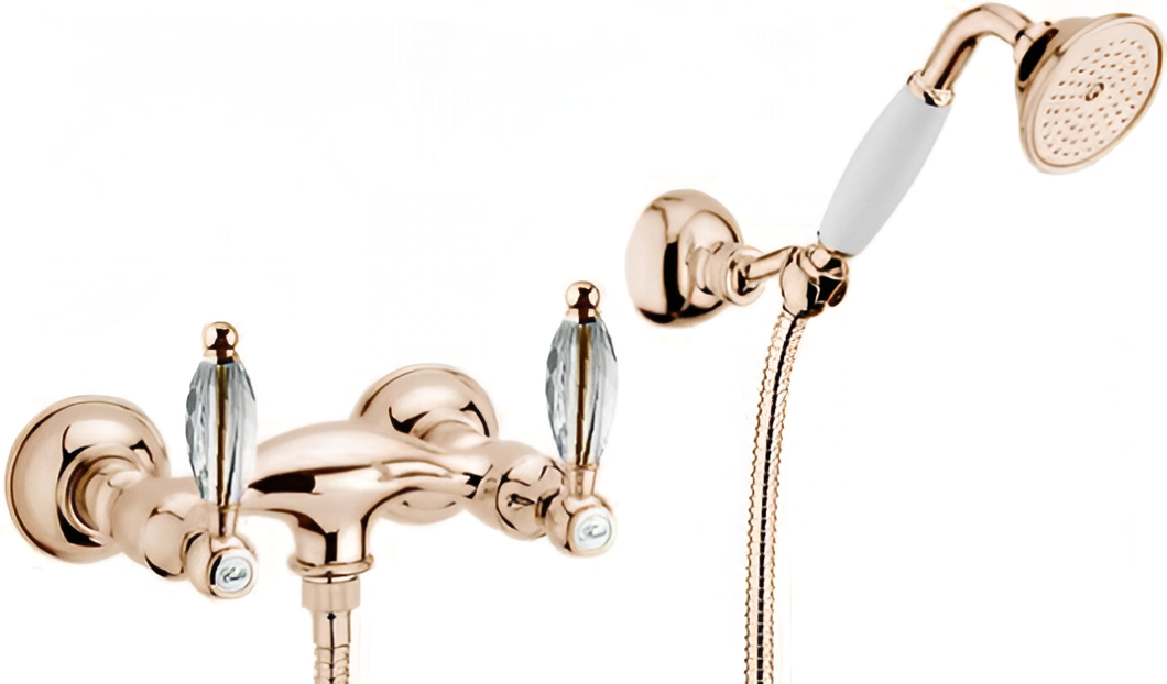 Смеситель для душа Alexandra AL760101065, бронза, без излива, шланг, душ, держатель, ручки Swarovsri, Webert, Италия