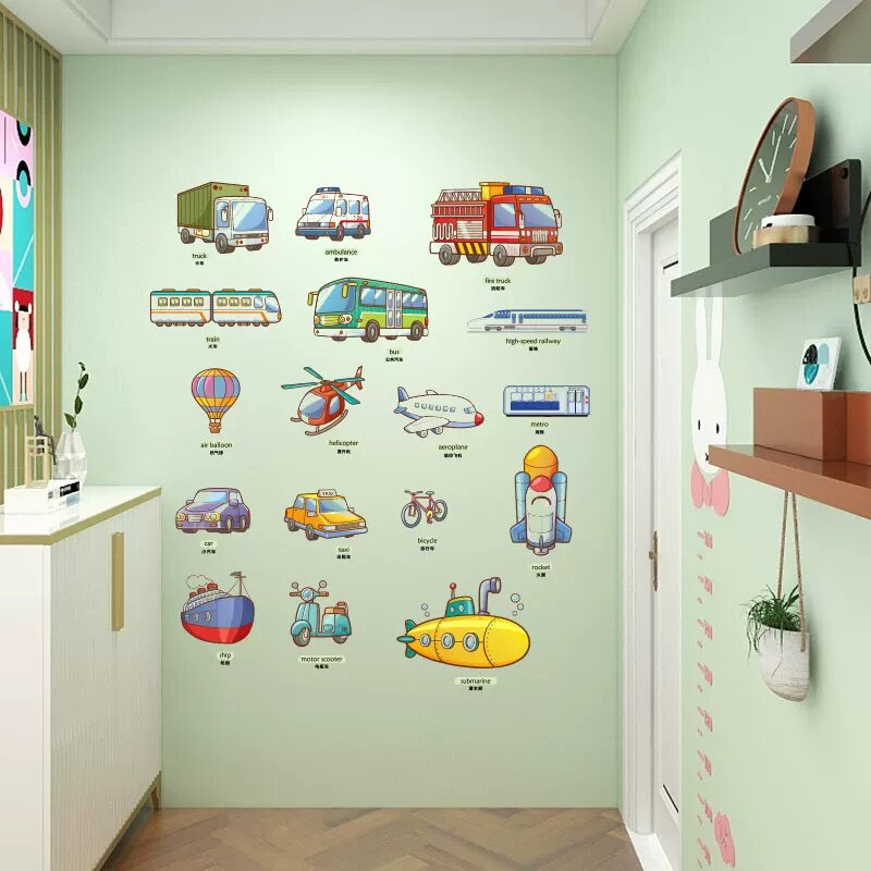 Самоклеющиеся карточки с животными и транспортом для детского сада, большие размеры, образовательное оформление класса