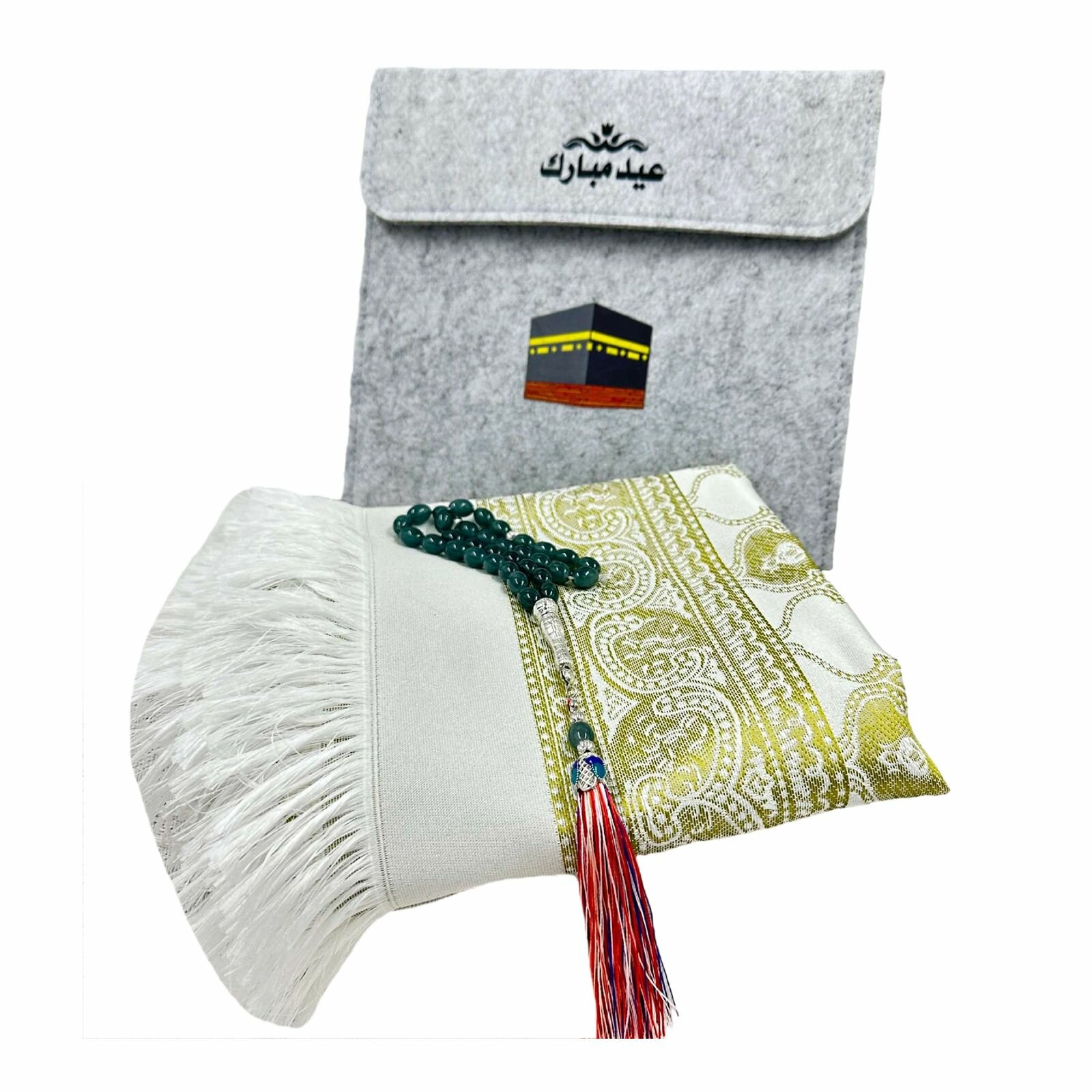 Коврик для намаза из полиэстера с нескользящей основой, 100x70 см, комплект с молитвенными бусами и сумкой