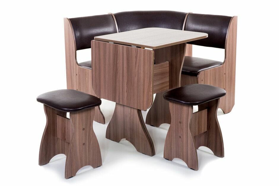 Кухонный уголок Betel Тюльпан Мини Однотон Шимо ясень темный/Борнео умбер